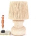 White Stone Column Table Lamp With Raffia Lampshade, 1960s / Vintage ...