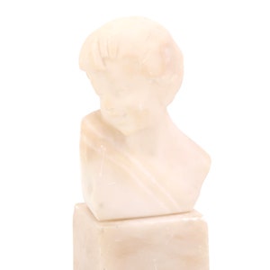 1930s French Signed Stone Bust, Smiling Child / Alabaster, Marble ...