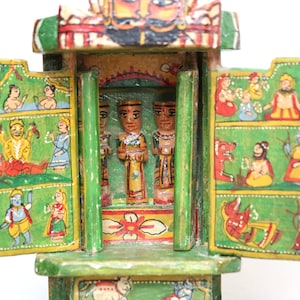 Antique Green Kavaad, Small Indian Temple With Mythologic Paintings ...