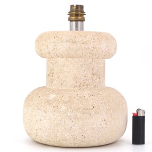 White Stone Column Table Lamp With Raffia Lampshade, 1960s / Vintage ...