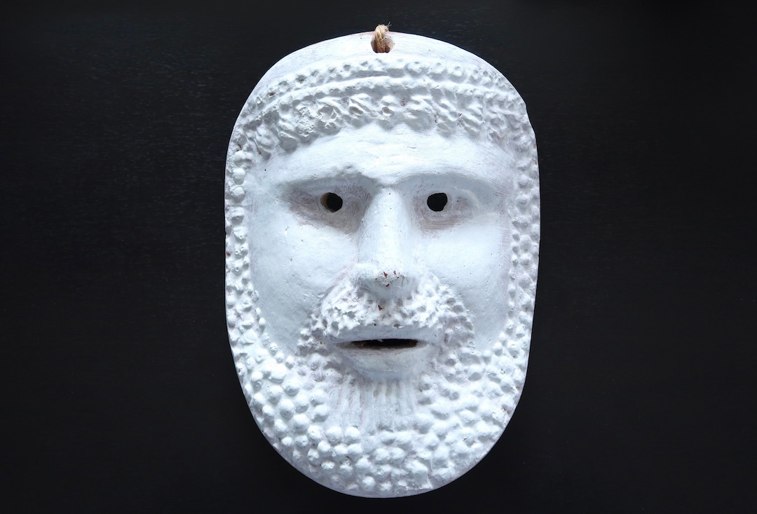 Terracotta Mask, Bearded Greek Man, 1970s / Sculpture Greece Boho Folk ...
