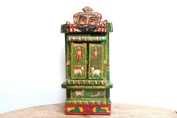 Antique Green Kavaad Small Indian Temple With Mythologic - Etsy