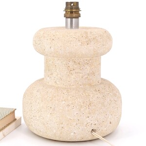 White Stone Column Table Lamp With Raffia Lampshade, 1960s / Vintage ...