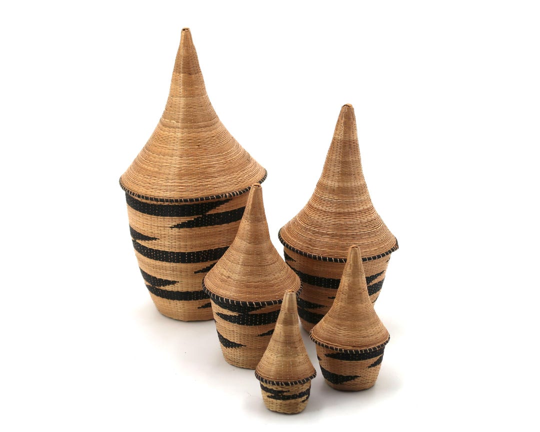 Set of 5 Woven Tutsi Agaseke Baskets From Rwanda Africa, Vintage ...