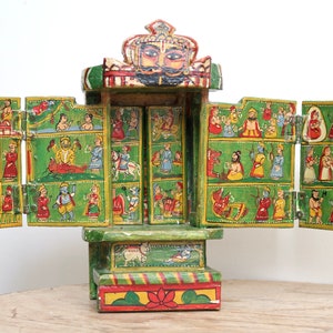 Antique Green Kavaad, Small Indian Temple With Mythologic Paintings ...