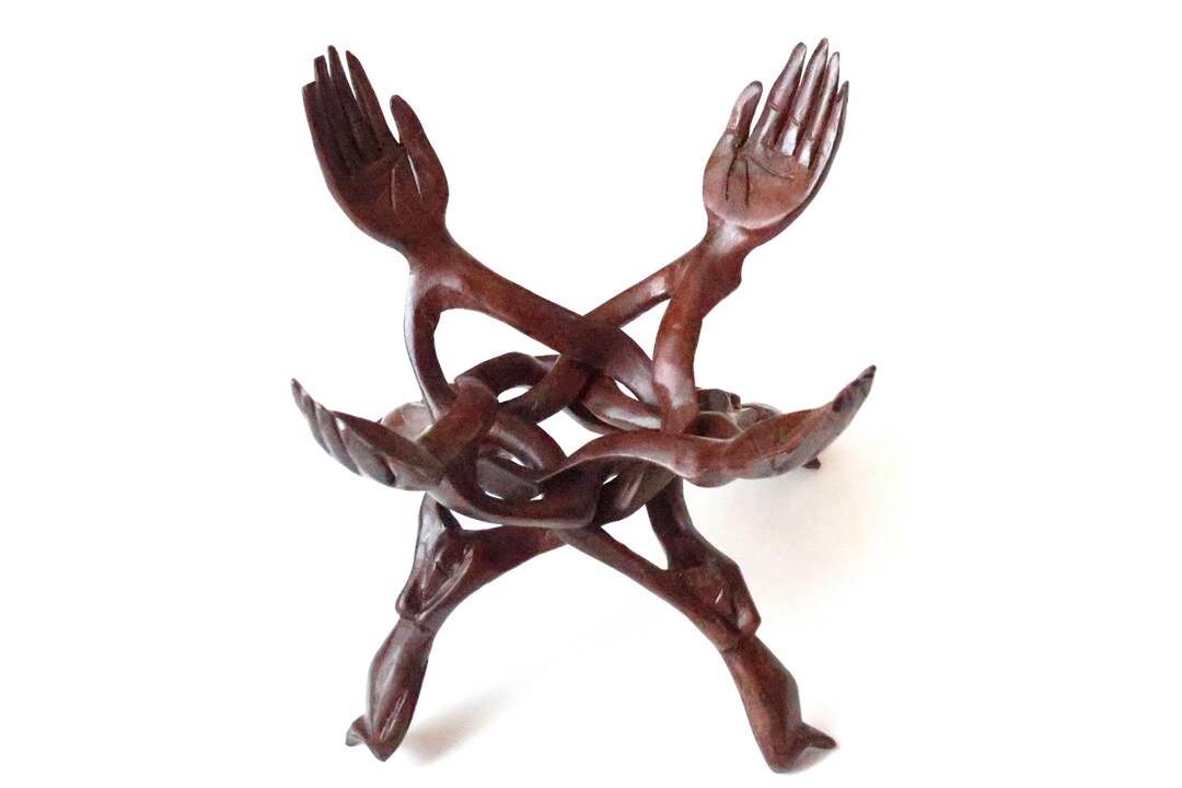 African Wooden Stand, End Table, Display, 1970s / Hand, Carved Wood ...