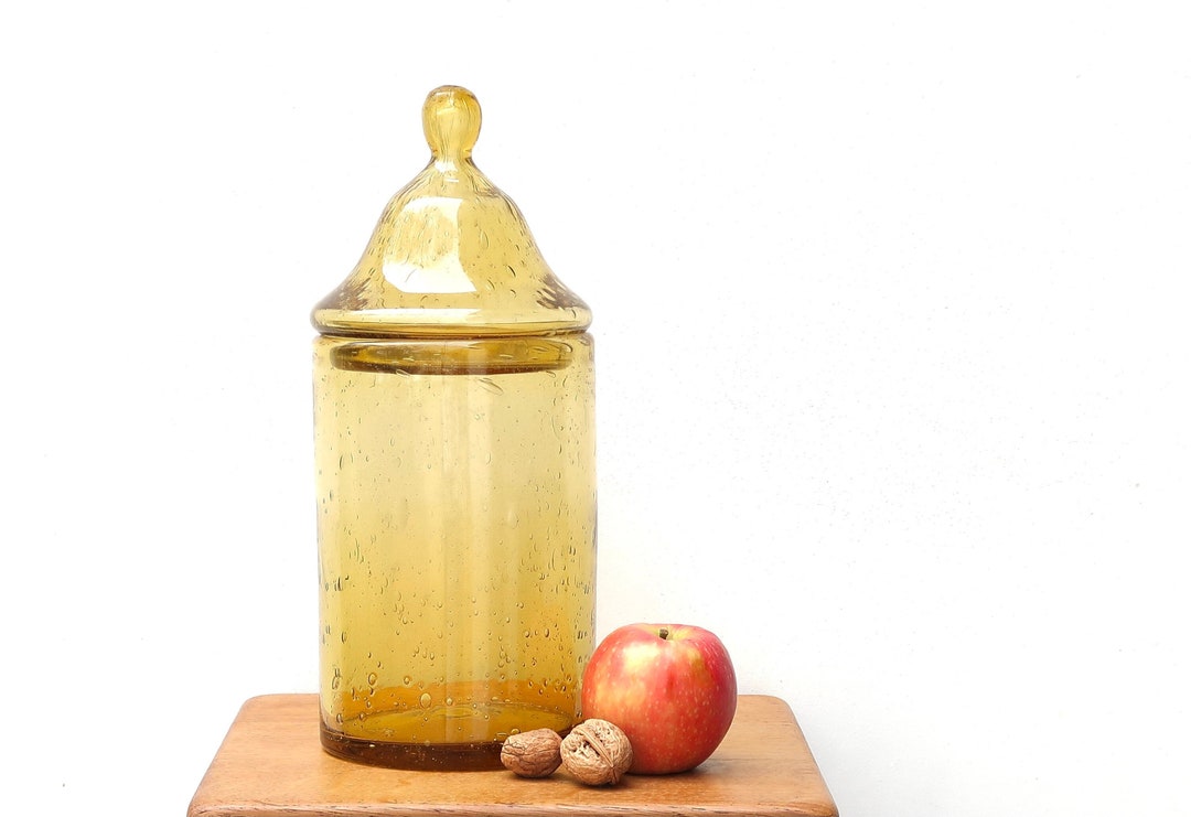 Huge French Amber Glass Jar From Biot, 1970s / Candy Box, Costa Riviera ...