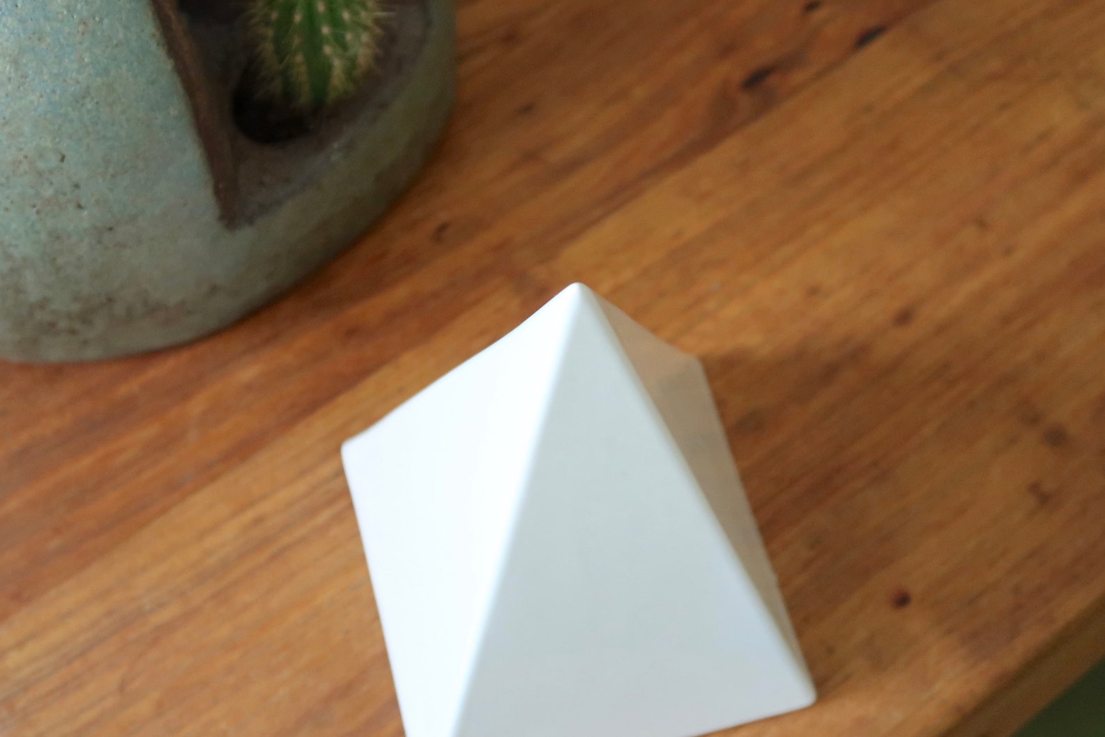 Ceramic Pyramid Sculpture 1970s / White Minimalist Boho - Etsy