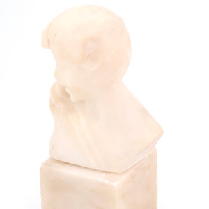 1930s French Signed Stone Bust, Smiling Child / Alabaster, Marble ...