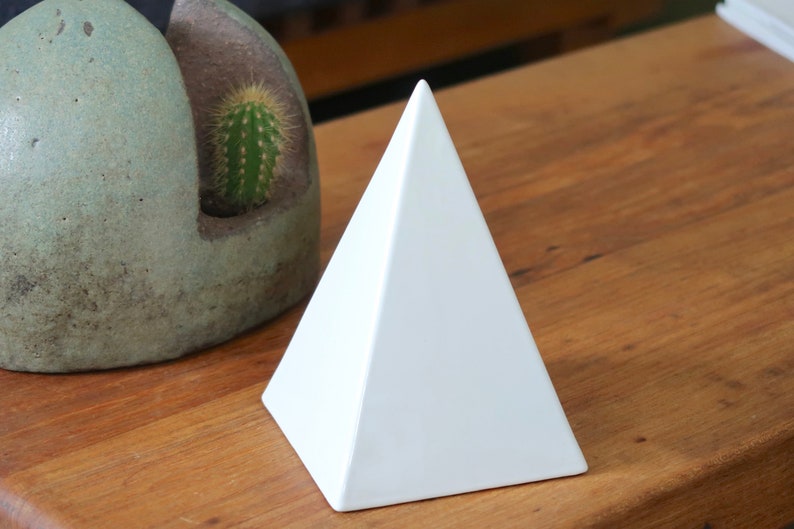 Ceramic Pyramid Sculpture 1970s / White Minimalist Boho - Etsy