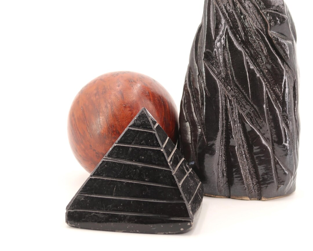 Black Stone Pyramid Sculpture or Paperweight, 1970s / Egypt, Lucky ...