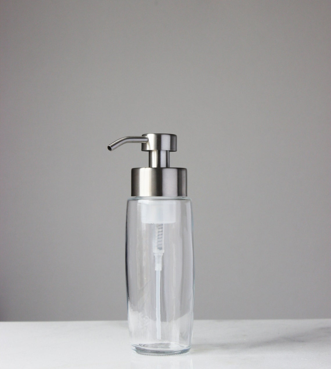 Large Glass Foaming Soap Dispenser With Stainless Steel Metal - Etsy