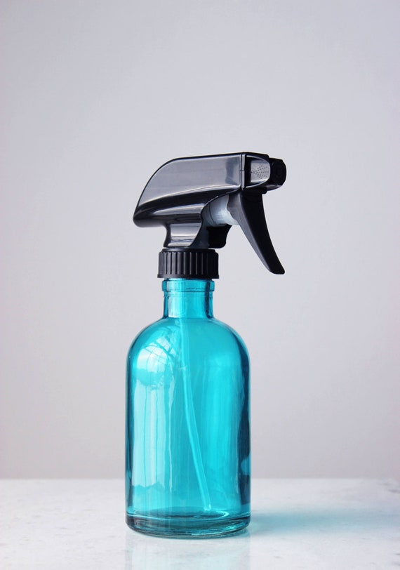 Beach Blue Glass Spray Bottle With Black Spray Nozzle | Etsy