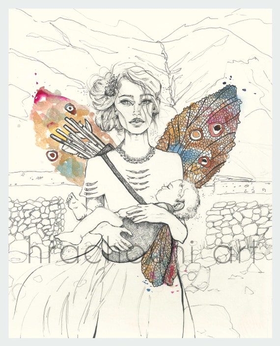 Original Illustration Fairy Archer Hunger Games Art Archery | Etsy