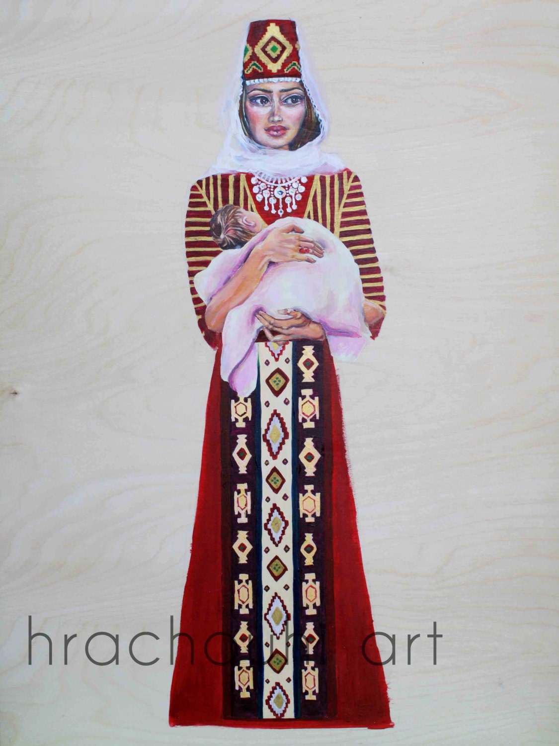 Armenian Mother With Baby Print Armenian Art Taraz Armenian - Etsy