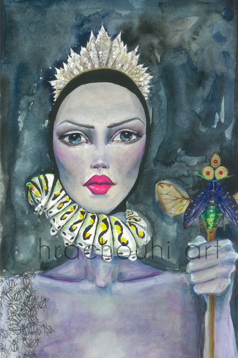 Bug Queen Original Painting Insect Art Fairytale Illustration Bugs ...