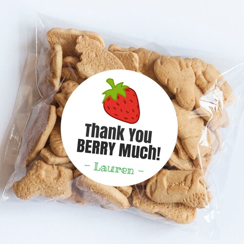 Strawberry Stickers Berry Birthday Thank You Stickers | Etsy