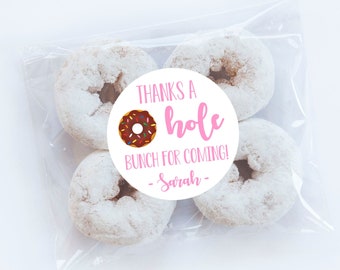 Pink Donut Hole Stickers, Thank You Labels, Hole Bunch, Donut Birthday ...