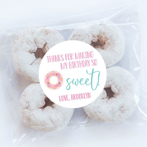 Pink Donut Hole Stickers Thank You Labels Hole Bunch Donut - Etsy