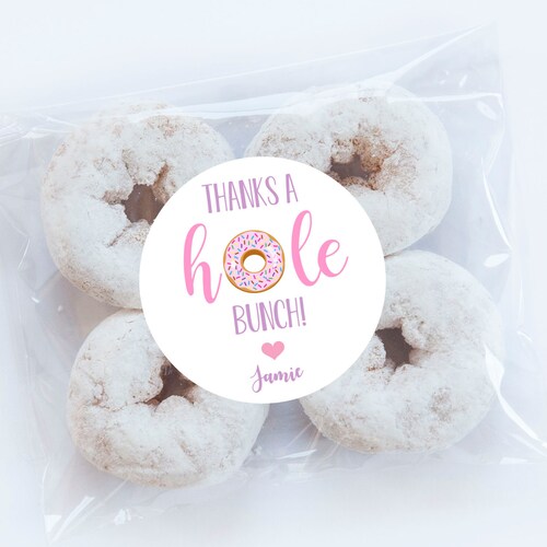Pink Donut Hole Stickers Thank You Labels Hole Bunch Donut - Etsy