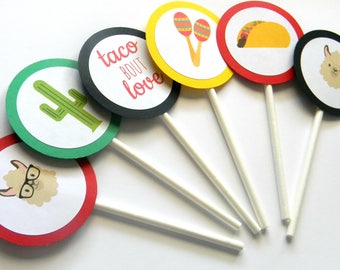 Fiesta cupcake toppers | Etsy