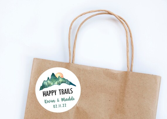 Happy Trails Sunset Mountain Stickers, Adventure Stickers, Woodland ...