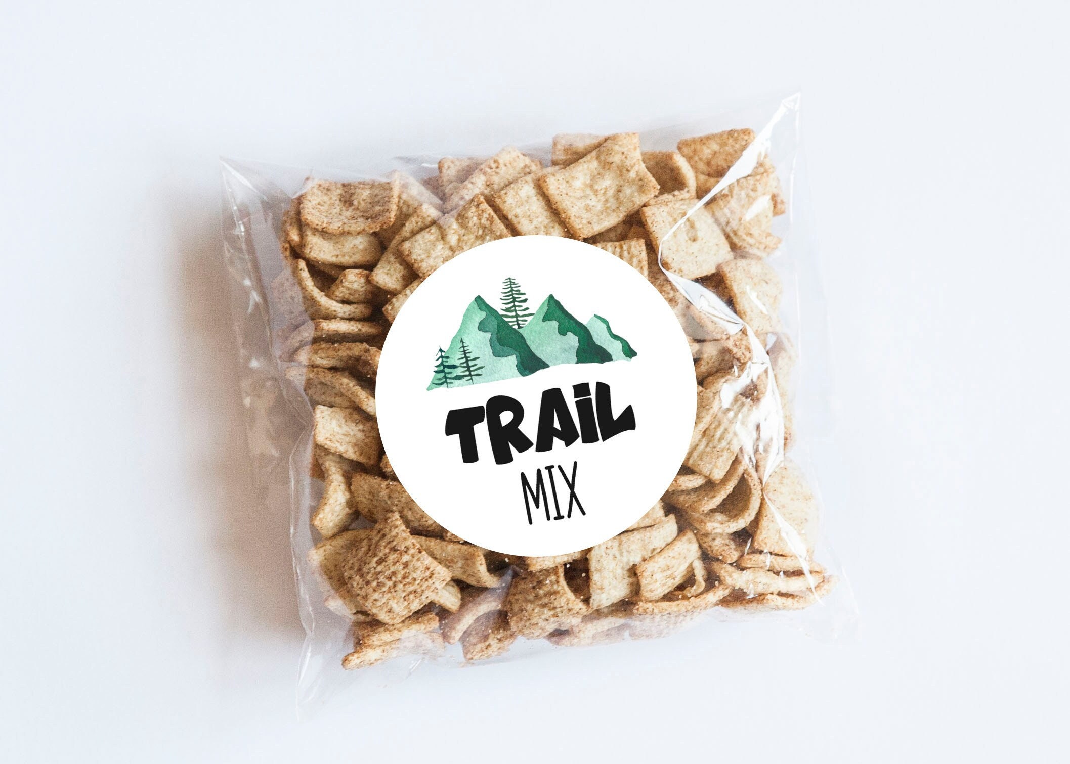 Trail Mix Mountain Stickers, Camping Theme, Camping Favors, Campfire ...