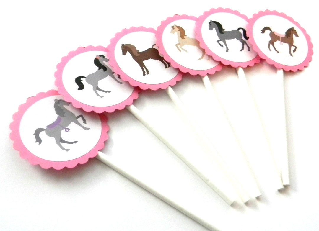 12 Horse Cupcake Toppers, First Birthday, Horse Theme, Horse Riding ...