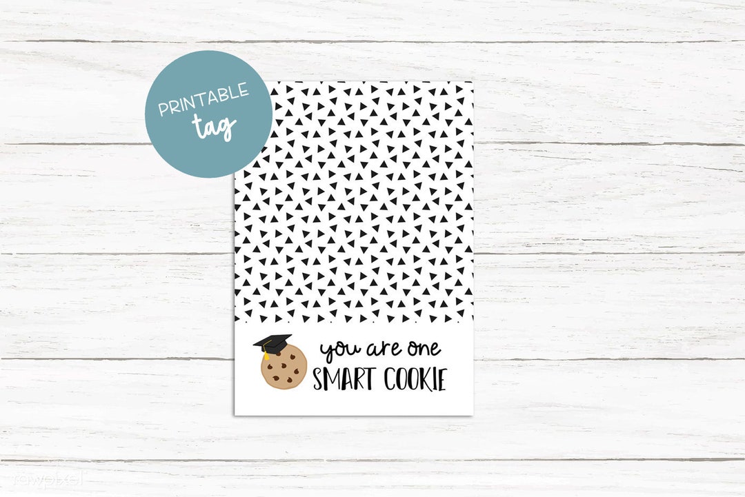 Printable One Smart Cookie Card, Graduation, Cookie Favors, Grad Theme ...