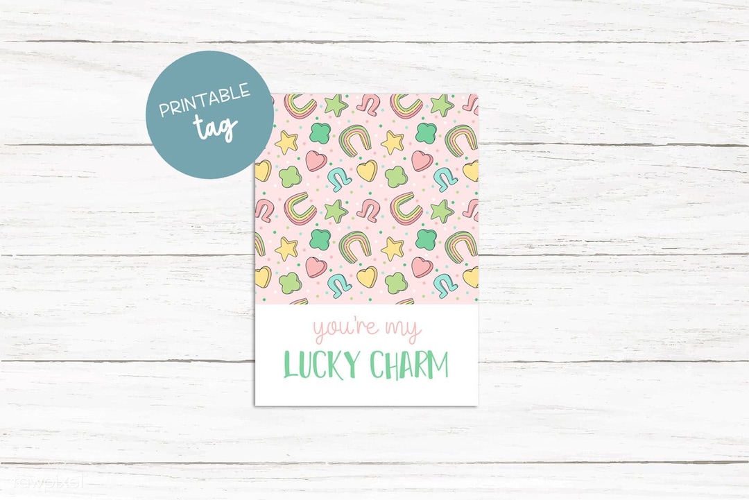 Printable Lucky Charm Cookie Card, Lucky Label, Class Favors, Patrick's ...