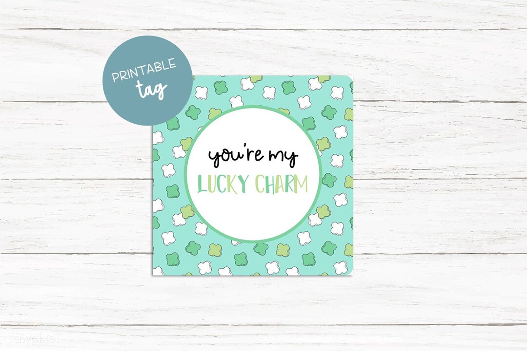 Printable Green Lucky Charm Tag, Lucky Label, Class Favors, Patrick's ...