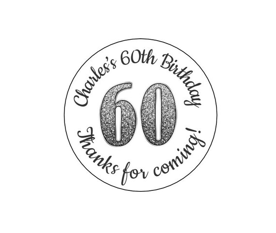 20 Silver 60th Birthday Stickers, Silver Theme, 60th Birthday, Birthday ...
