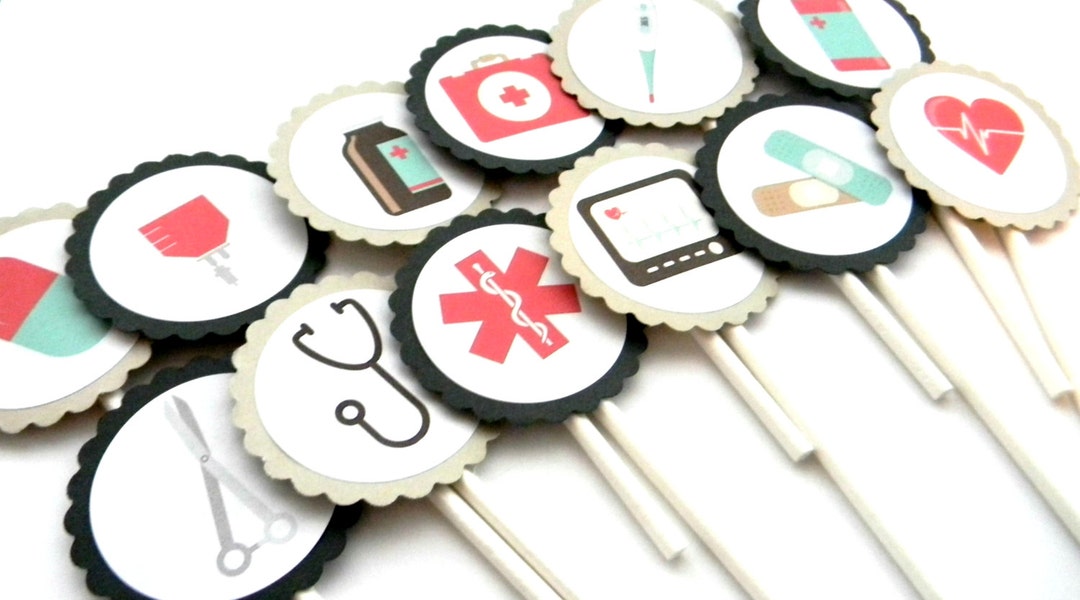 12 Medical Cupcake Toppers, Doctor Theme, Birthday Toppers, Hospital ...
