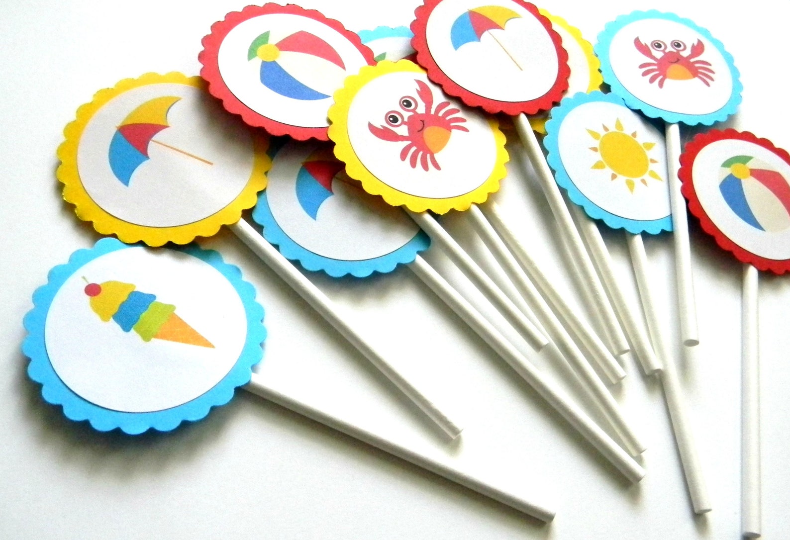 12 Beach Cupcake Toppers, Summer Theme, Summer Birthday, First Birthday ...