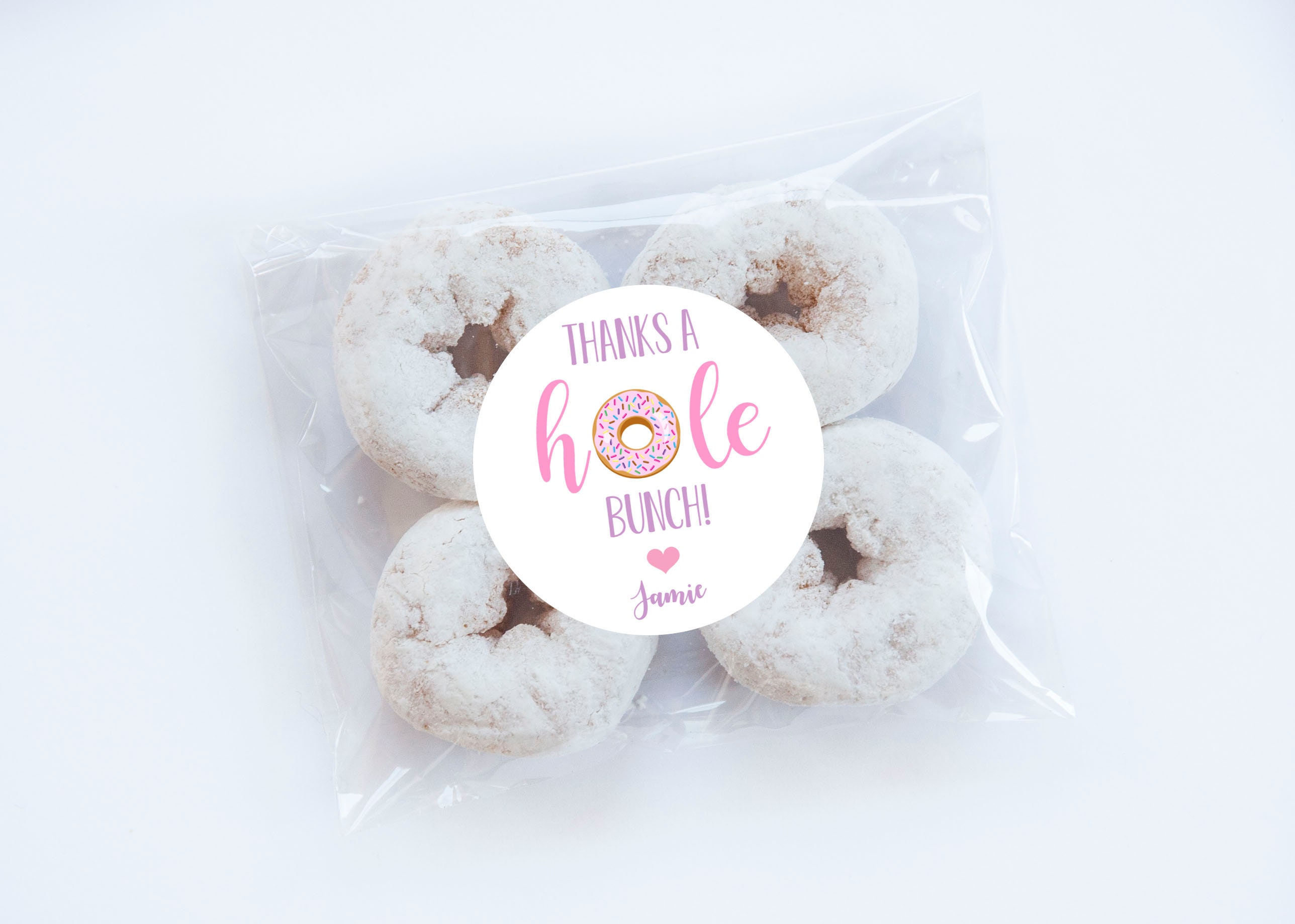 Pink Donut Hole Stickers, Thank You Labels, Hole Bunch, Donut Birthday ...