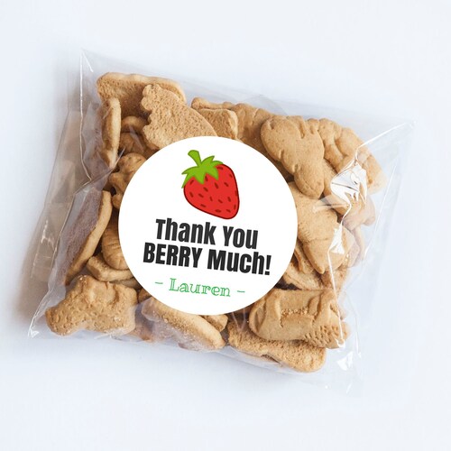 Strawberry Stickers Berry Birthday Thank You Stickers - Etsy