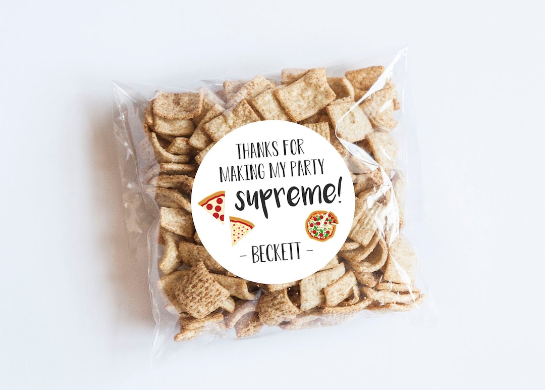 Pizza Party Stickers, Pizza Theme, Goodie Bags, Gift Tags, Pizza Party ...