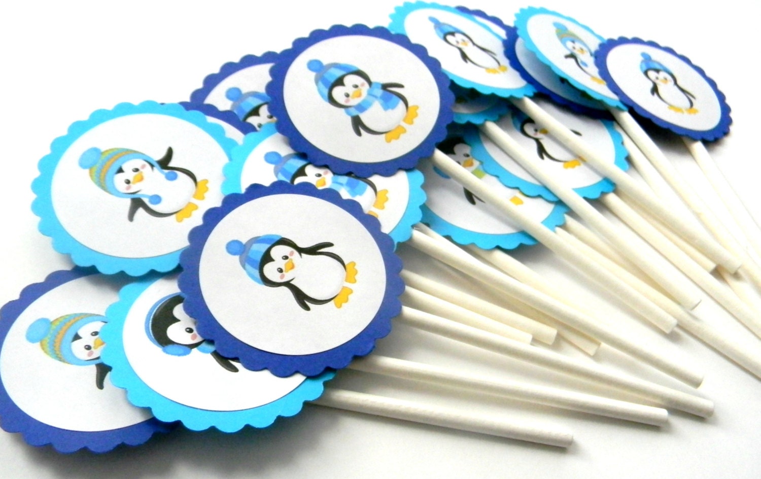 12 Penguin Cupcake Toppers Winter Penguin First Birthday - Etsy