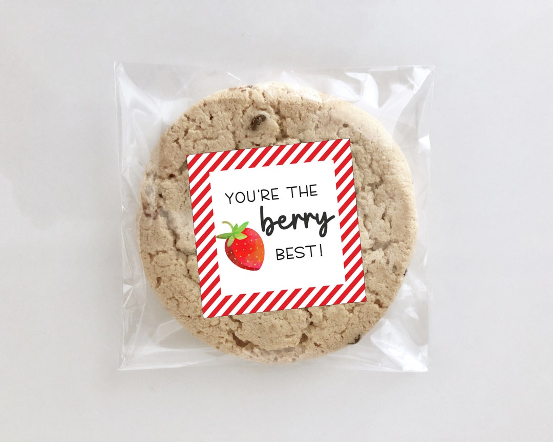 Printable Berry Valentine Tag, Valentine Label, Class Favors, Valentine ...