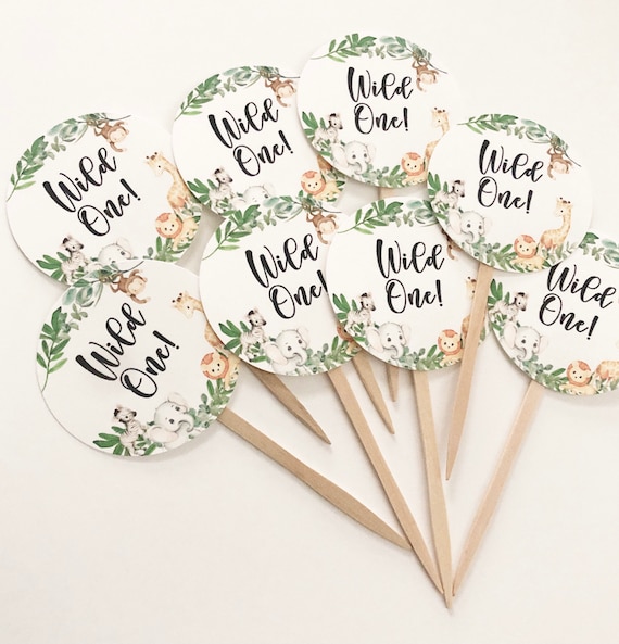 12 Wild One Cupcake Toppers, Safari Theme, Safari Birthday, First ...