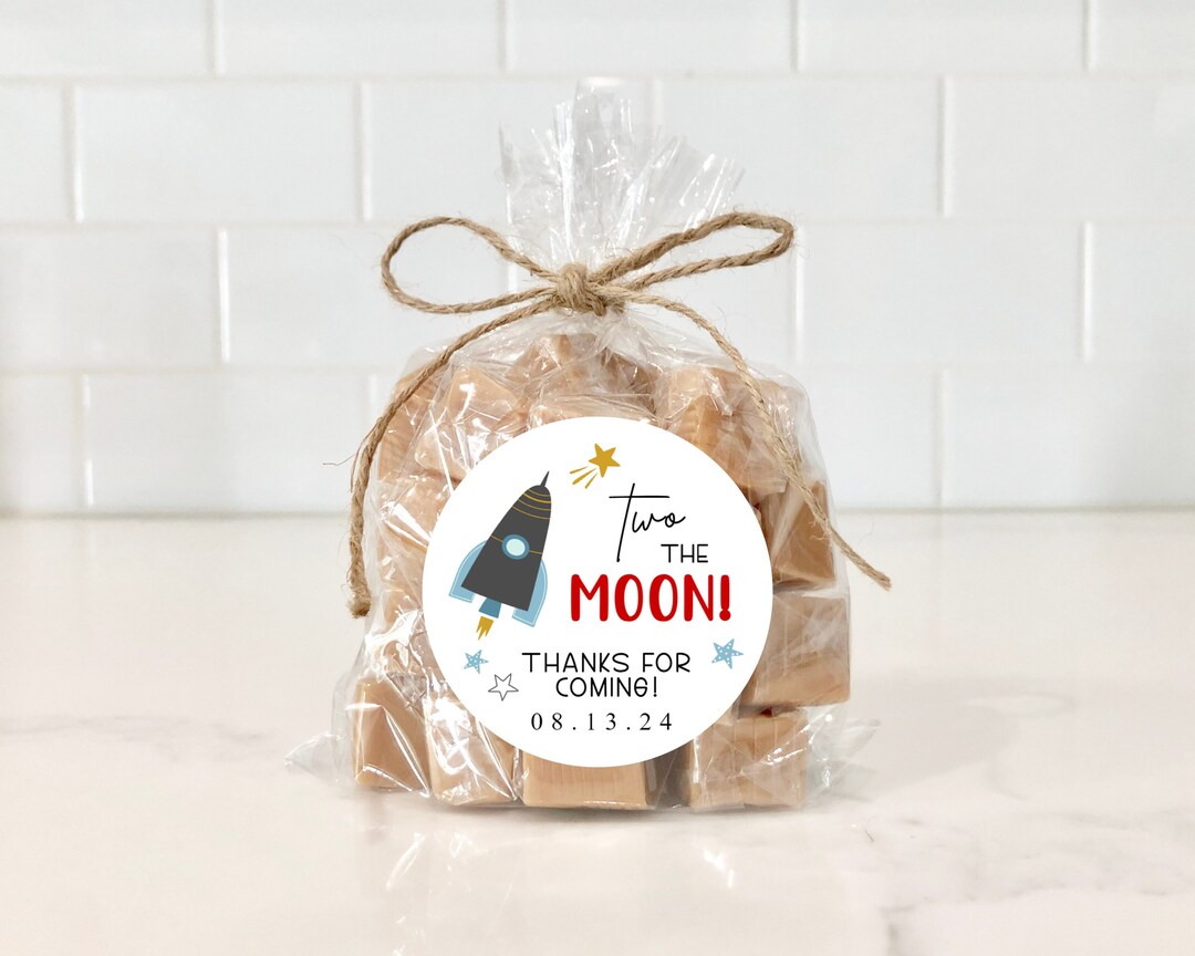 Two Moon Cute Stickers, Rocket Theme, Rocket Favors, Labels, Space Ship ...