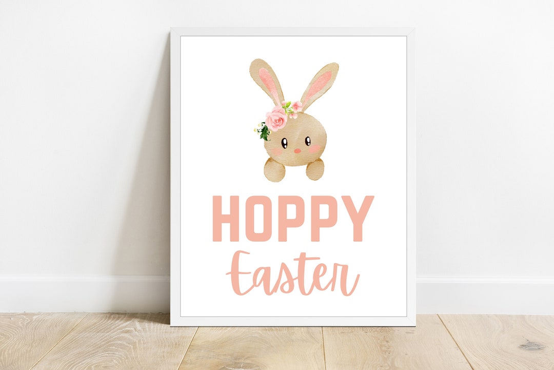 Easter Printable Sign, Hoppy Easter, Table Sign, Easter Sign, Favors ...