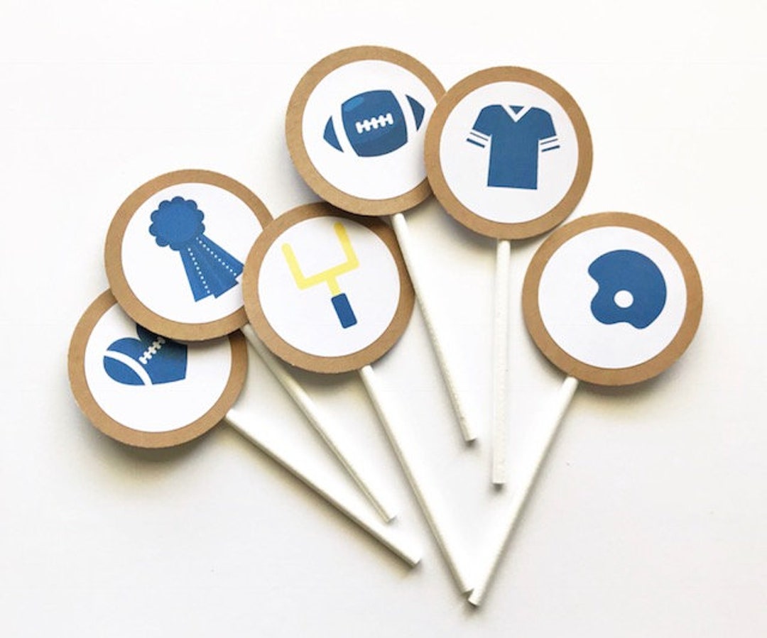 12 Football Theme Cupcake Toppers, Go Team, Football Party, Game Day ...