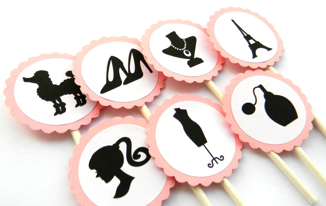 12 French Boutique Cupcake Toppers, Paris Theme, French Birthday, Paris ...