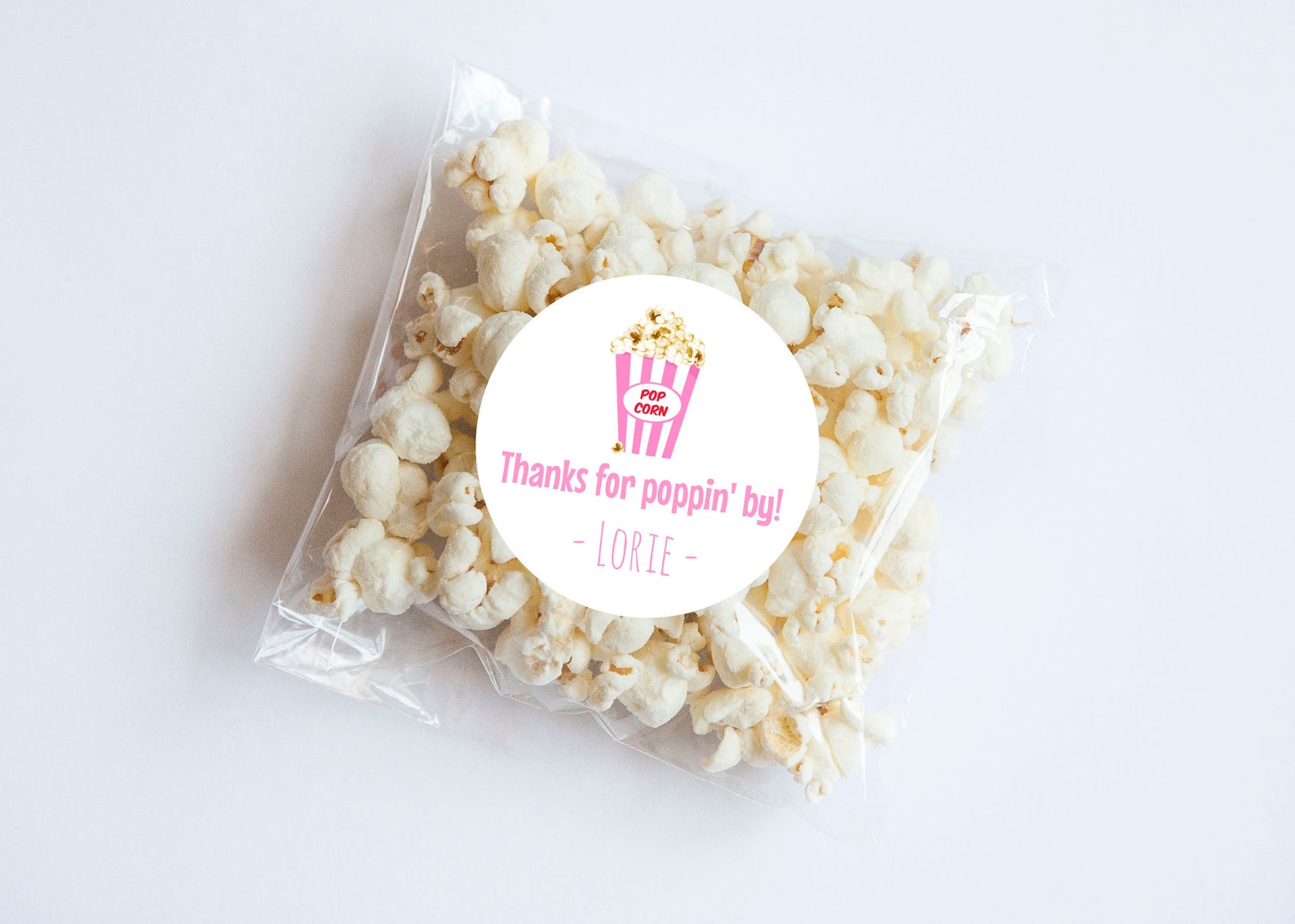 Pink Popcorn Stickers, Movie Birthday, Movie Theme, Thank You Labels ...