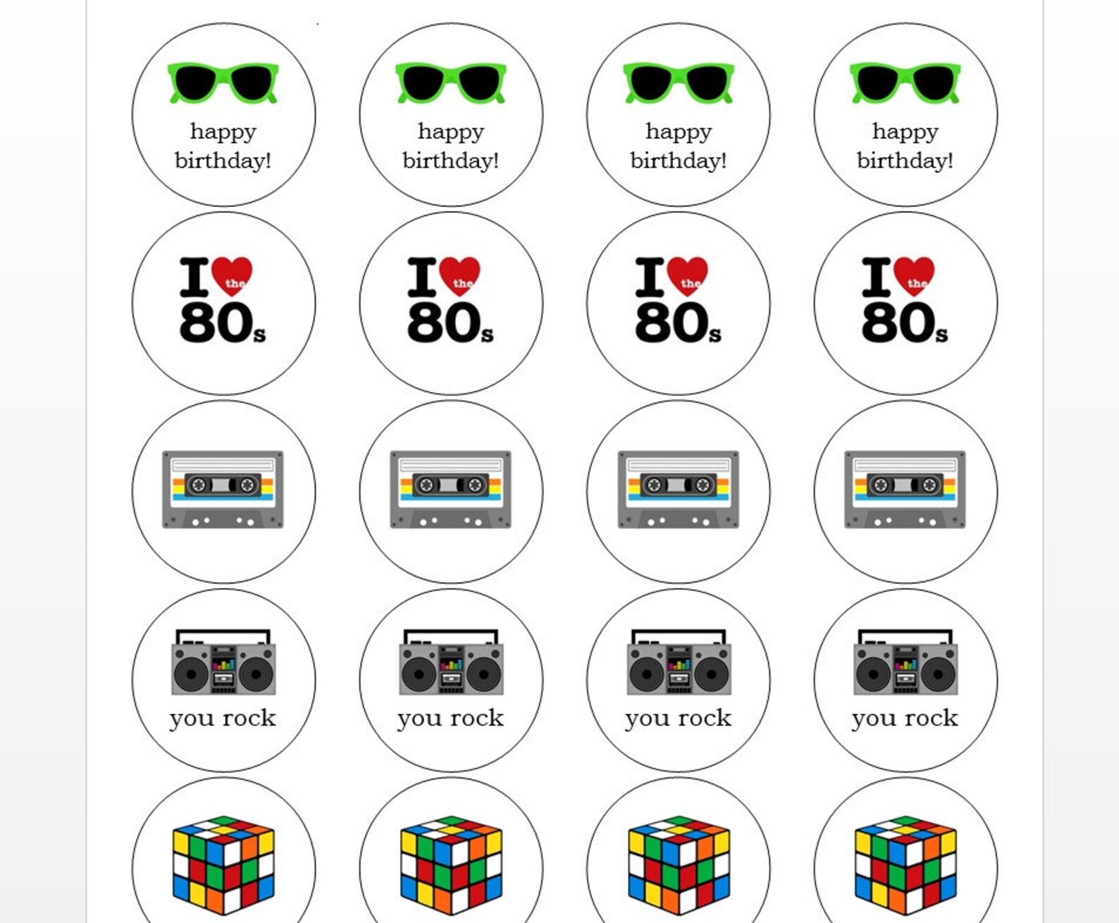 24 80s Theme Stickers 80s Party Envelope Seals First - Etsy