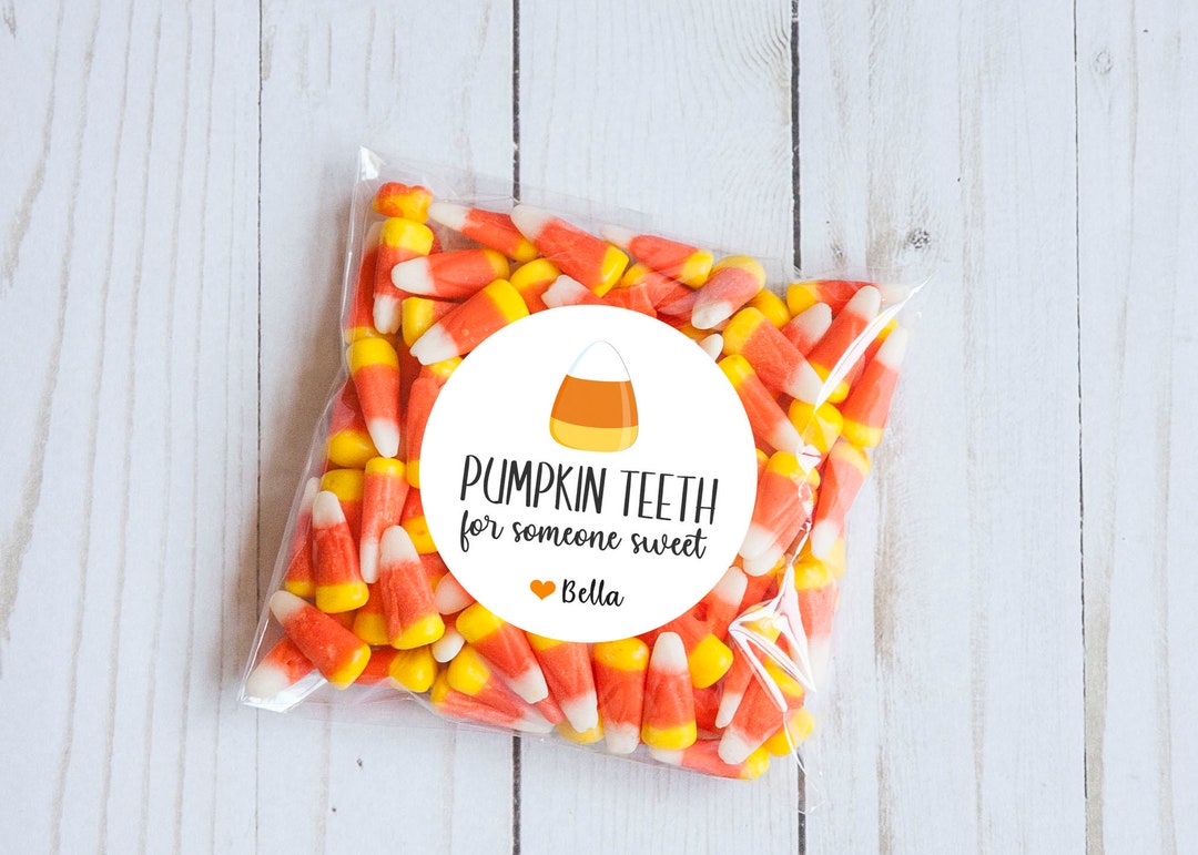 Pumpkin Teeth Corn Stickers, Halloween Labels, Halloween Theme, Tags ...