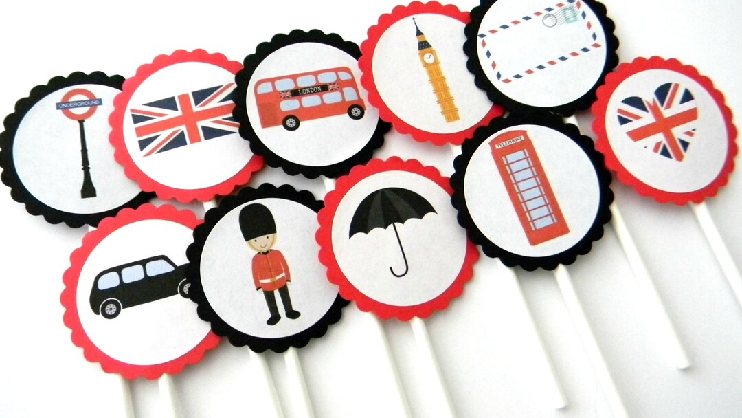 12 London Cupcake Toppers, London Theme, Going Away Party, First ...