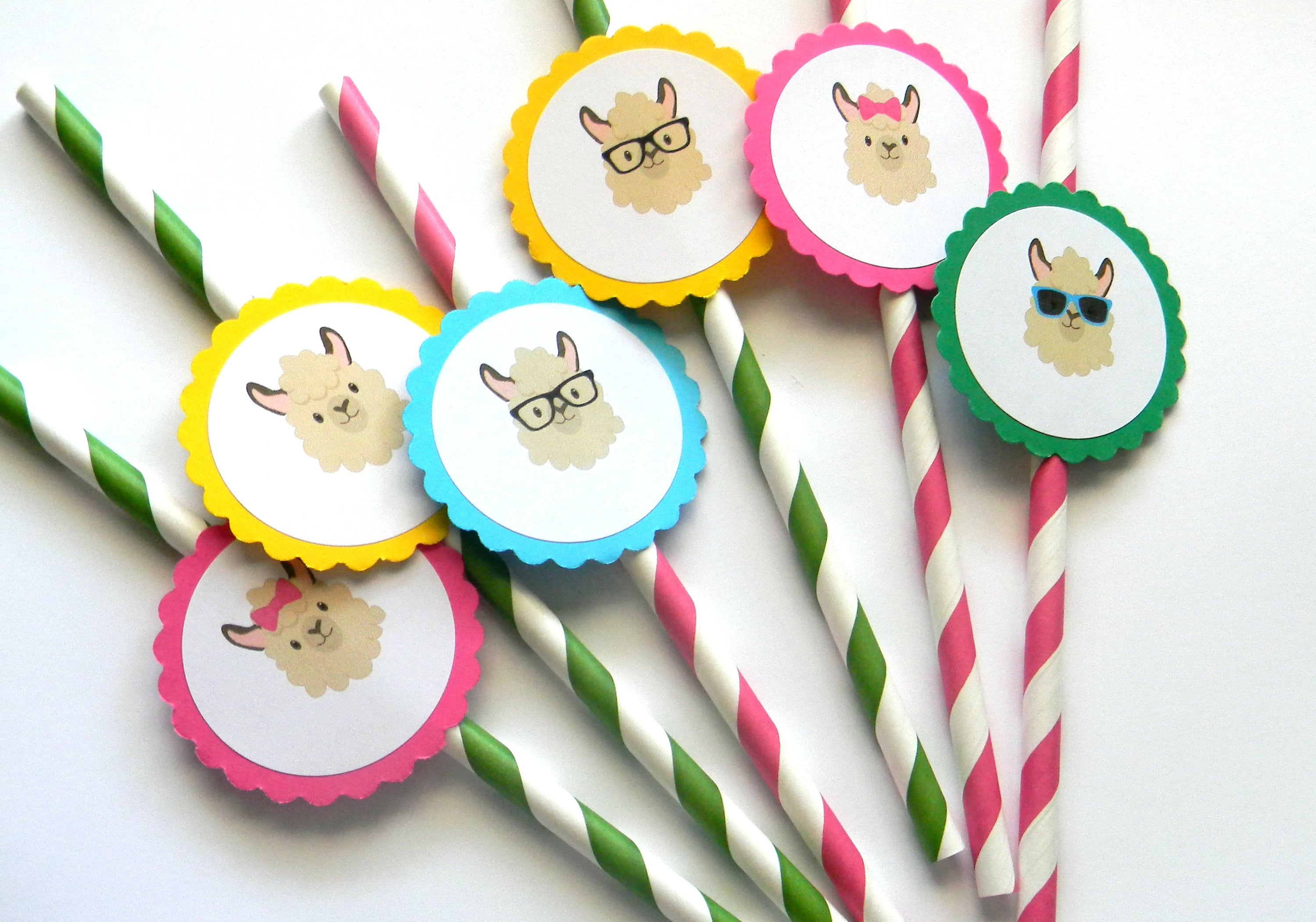 12 Llama Party Straws, Llama Theme, First Birthday, Fiesta Theme, Llama ...