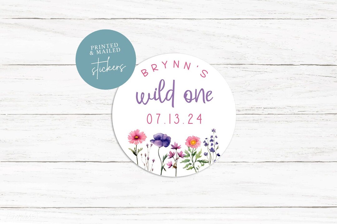 Floral Wild One Stickers, Wild Flower, Floral Stickers, Flowers, First ...